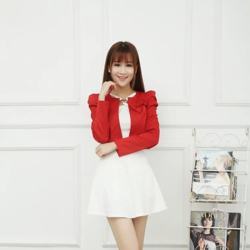 Ladies Bolero Shrug Jacket Cardigan Open Suit Cropped Blazer Bow Shawl ...