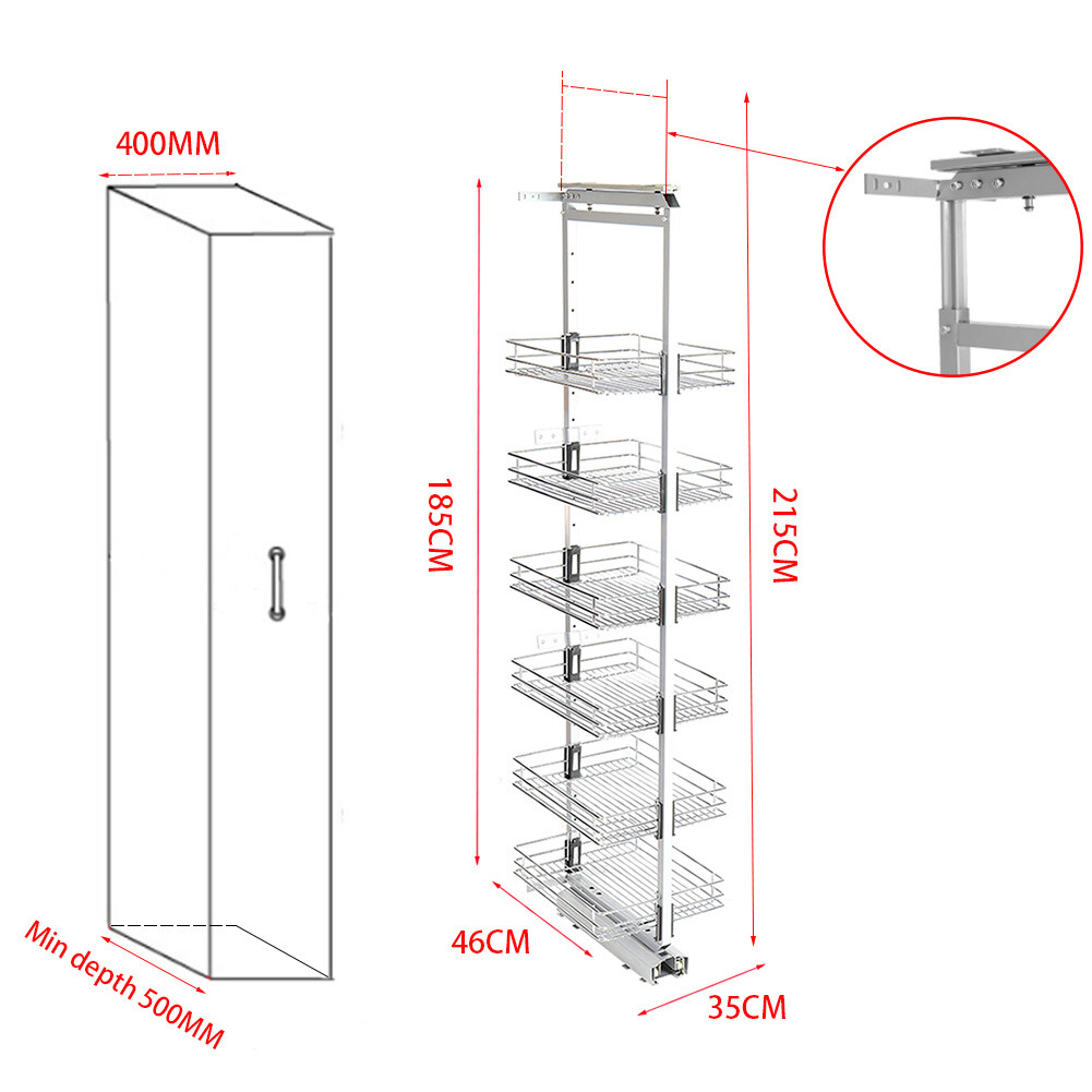 Pull Out Kicthen Larder Pantry Cupboard For 300mm 400mm Unit 6 Basket ...
