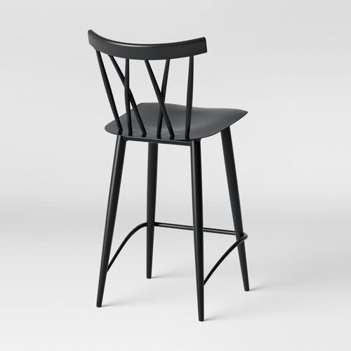 2 Becket Metal X Back Counter Height Barstool Black Project 62 | eBay