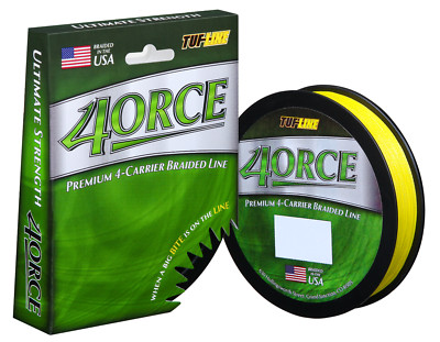 Tuf-Line 4orce Yellow Braided Fishing Line 65 lb Test, 125yds! HI VIS ...