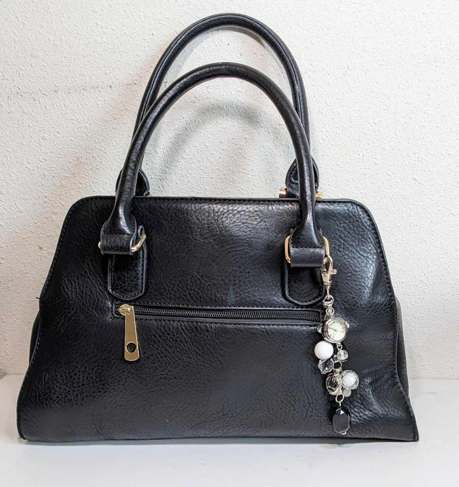 Purse Accessories Key Chain Charms with Clock Black White 6" Handmade ...