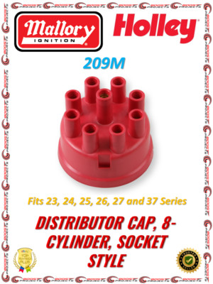 Mallory Red Distributor Cap 8-Cylinder Socket Style Fits 23, 24, 25, 26 ...