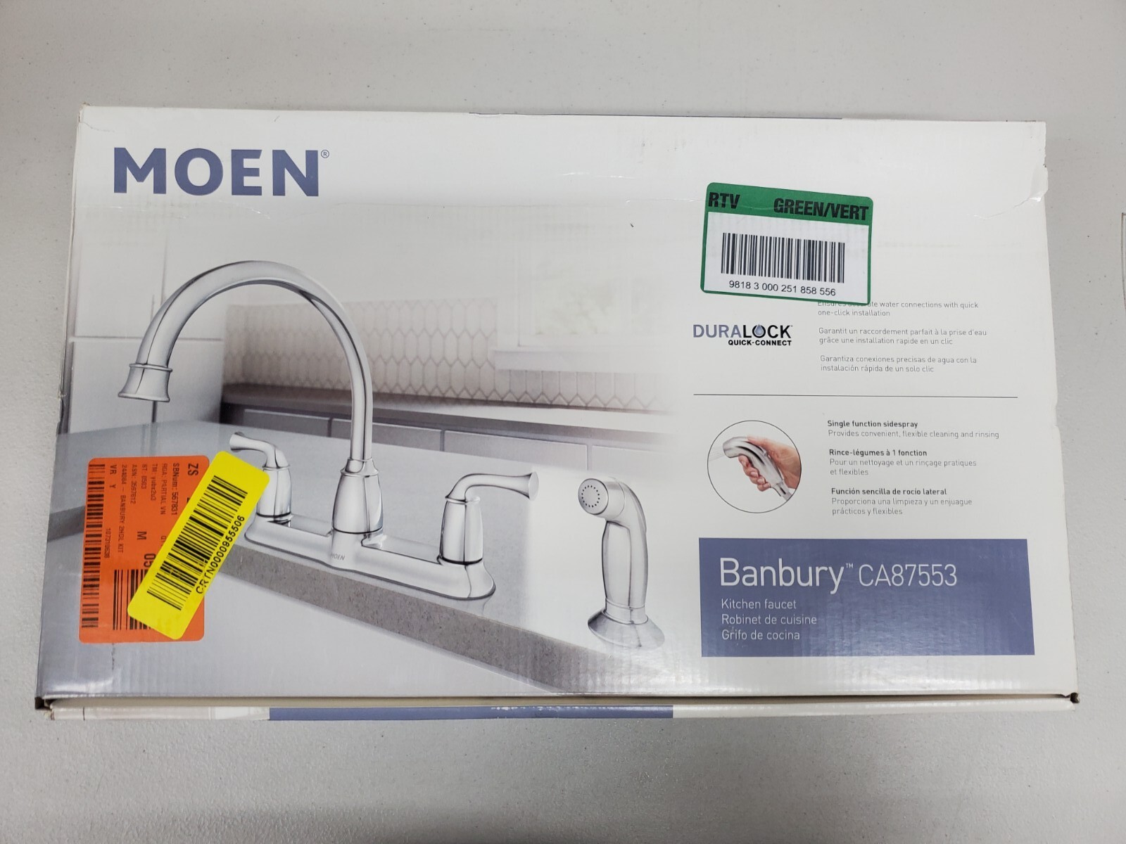 Moen Banbury CA87553 2 Handle Side Sprayer Kitchen Faucet 26508195154 ...