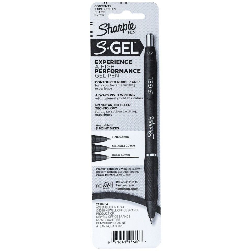 Sharpie S Gel 0.7mm Medium Point, Black Gel Ink, 3 Pens & 3 Packs of ...