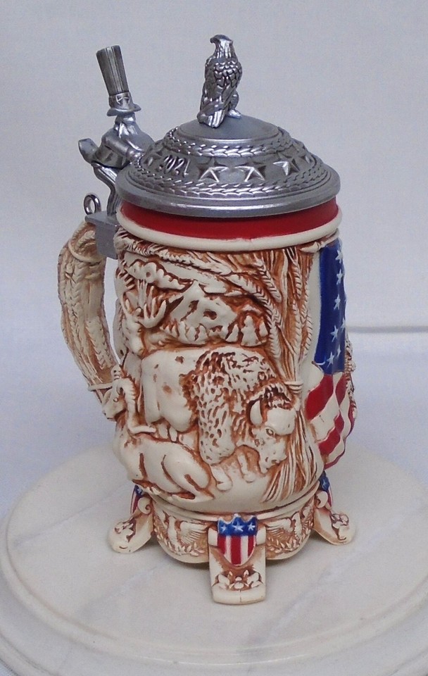 Hallmark Ornament Beer Stein 2021 Lady Liberty Uncle Sam Eagle Flags ...