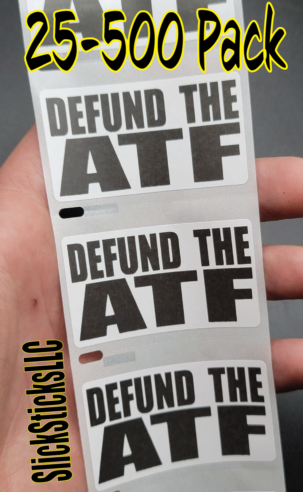 "DEFUND THE ATF" Stickers 25-500 Pack decals labels abolish dismantle ...