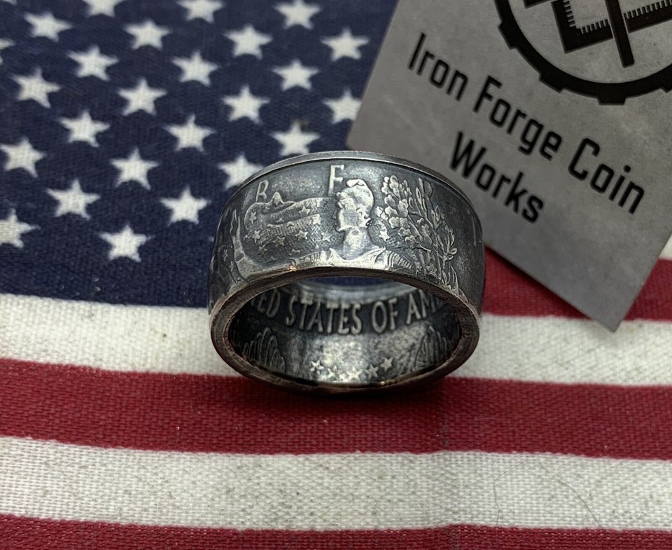 2020 Coin Ring from 1 Oz Silver Walking Liberty American Standing Eagle ...