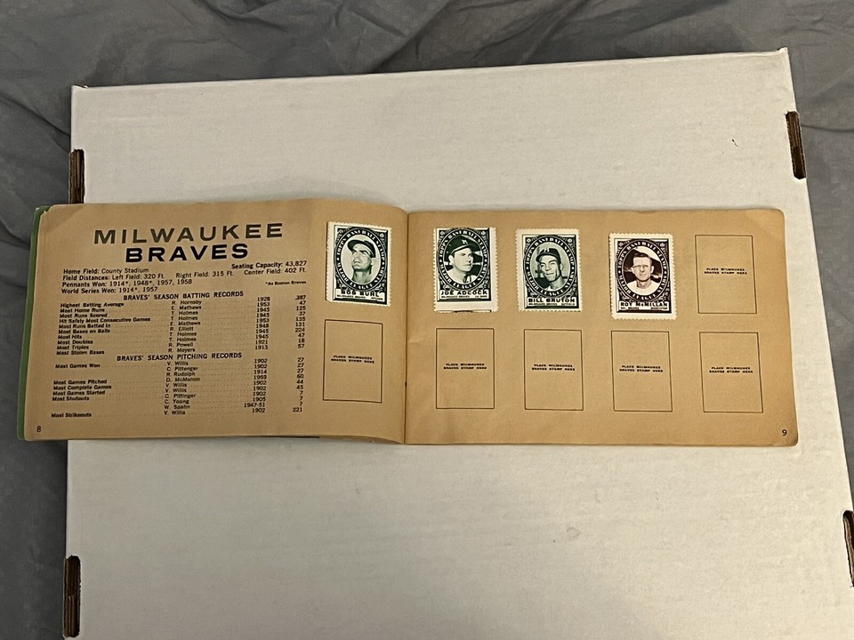 Vintage 1961 Topps Baseball Stamp Album Semi Complete with 80 Stamps ...