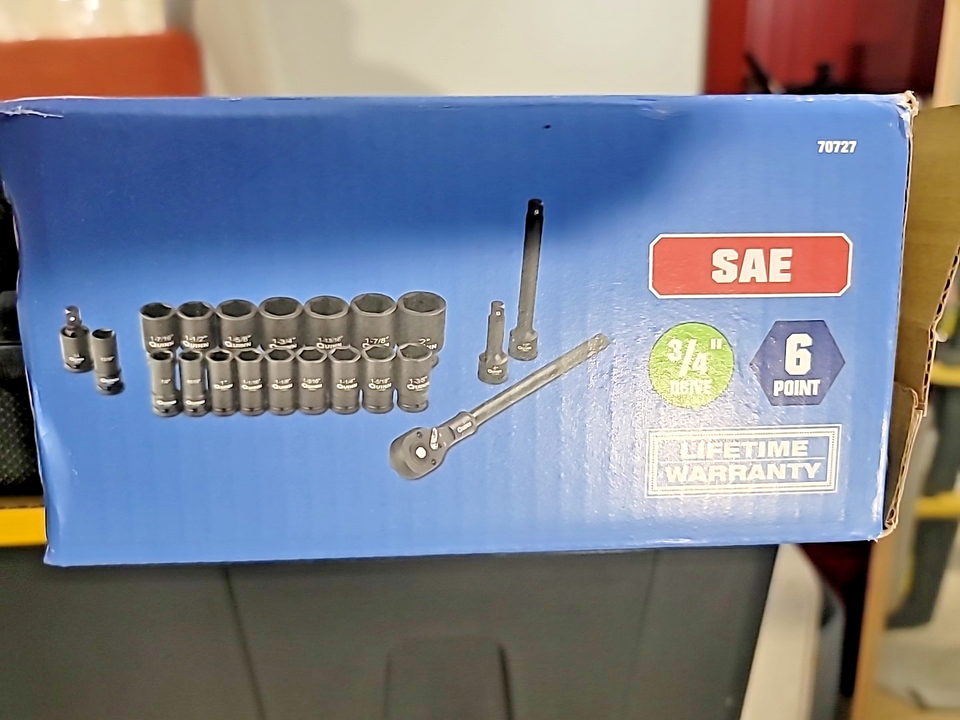 QUINN 3/4 in. Drive SAE Ratchet and Deep Impact Socket Set, 21-Piece ...