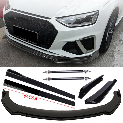 Front Bumper Lip Spoiler + Side Skirts + Rear Lip For AUDI A3 A4 A5 A6 ...