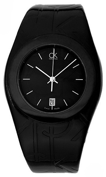 Womens Watch CK CALVIN KLEIN LOGO K4723136 Leather Black SWISS MADE | eBay