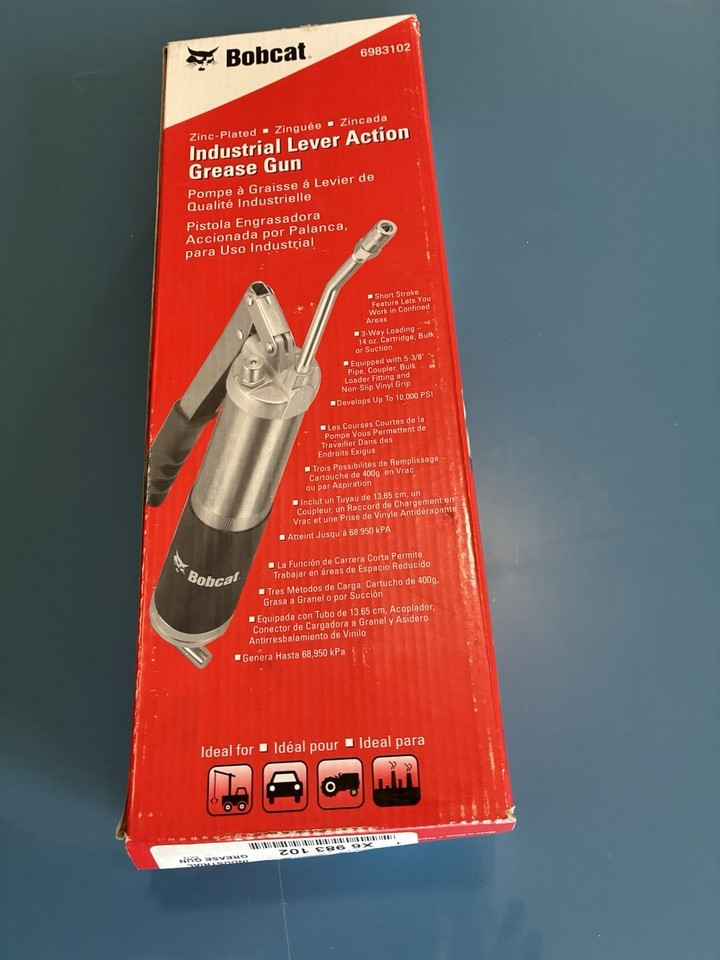 Heavy Duty Grease Gun, 10,000 Psi Lever Acting Bobcat, Brand New In Box ...