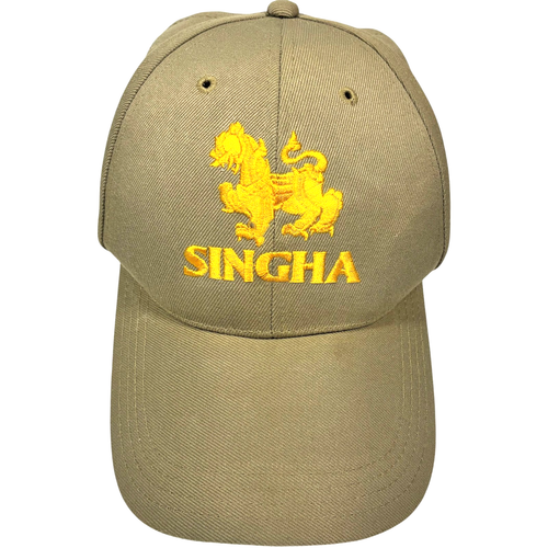 Singha Beer Thai Beer Hook & Loop Beige Hat with Gold Embroidered Logo | eBay