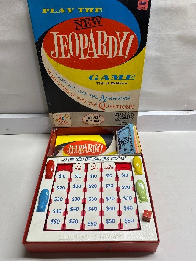 Jeopardy Board Game ~Vintage 1964 ~ Milton Bradley ~ 3rd Edition ...