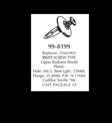 Auveco 99-8199 Rivet, 20265 Screw Type Plastic 60PK (4 Packs of 15) | eBay