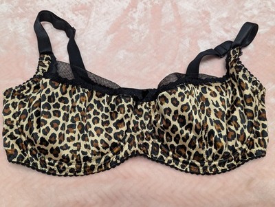 VINTAGE BETTIE PAGE SECRETS IN LACE BLACK LEOPARD SATIN PLUNGE UW BRA ...