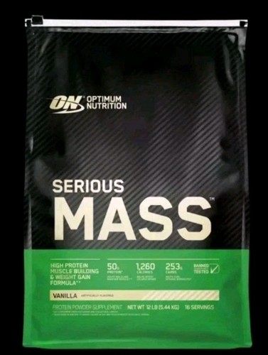 OPTIMUM NUTRITION SERIOUS MASS 12lb High Protein Muscle Building Weight ...