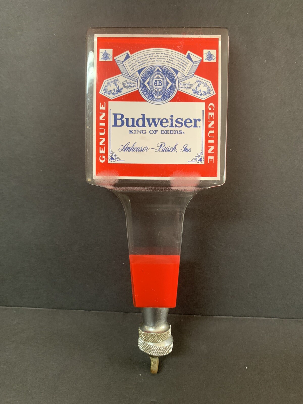 Budweiser Beer Pub Style Tap Handle Red Acryllic W White, 59% OFF