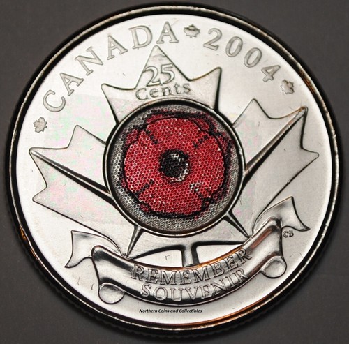 Canada 2004 Poppy 25 cents Nice UNC from roll - BU Canadian Quarter | eBay