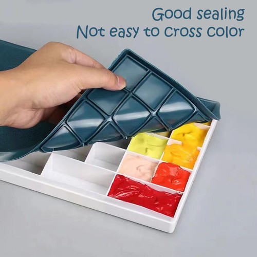 Compartments Plastic Paint Palette Paint Tray with Soft Lid Art Paint ...