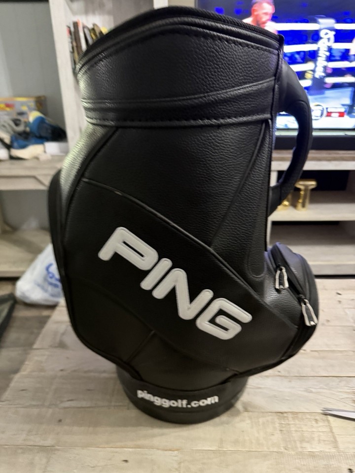 Vintage Ping Den Golf Bag Caddy Mini Staff / Trash Can USA Black RARE ...