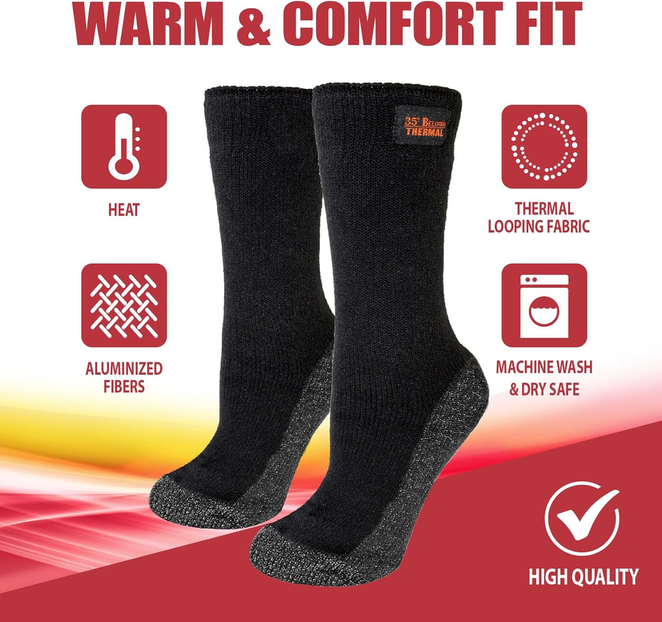 35° BELOW Thermal Insulated 1 or 3 Pk Socks for Men and Large, 1 Pair ...