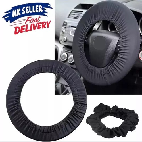 Car Steering Wheel Cover Stretch Scratch Protector Black Oxford Cloth ...
