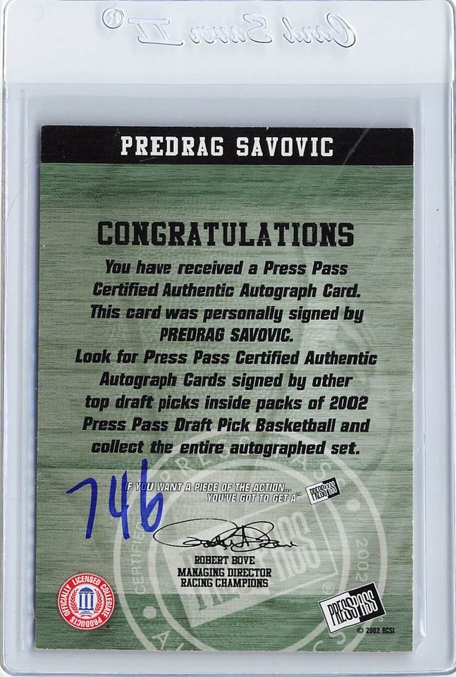2002 Press Pass Autographs - Predrag Savovic | eBay