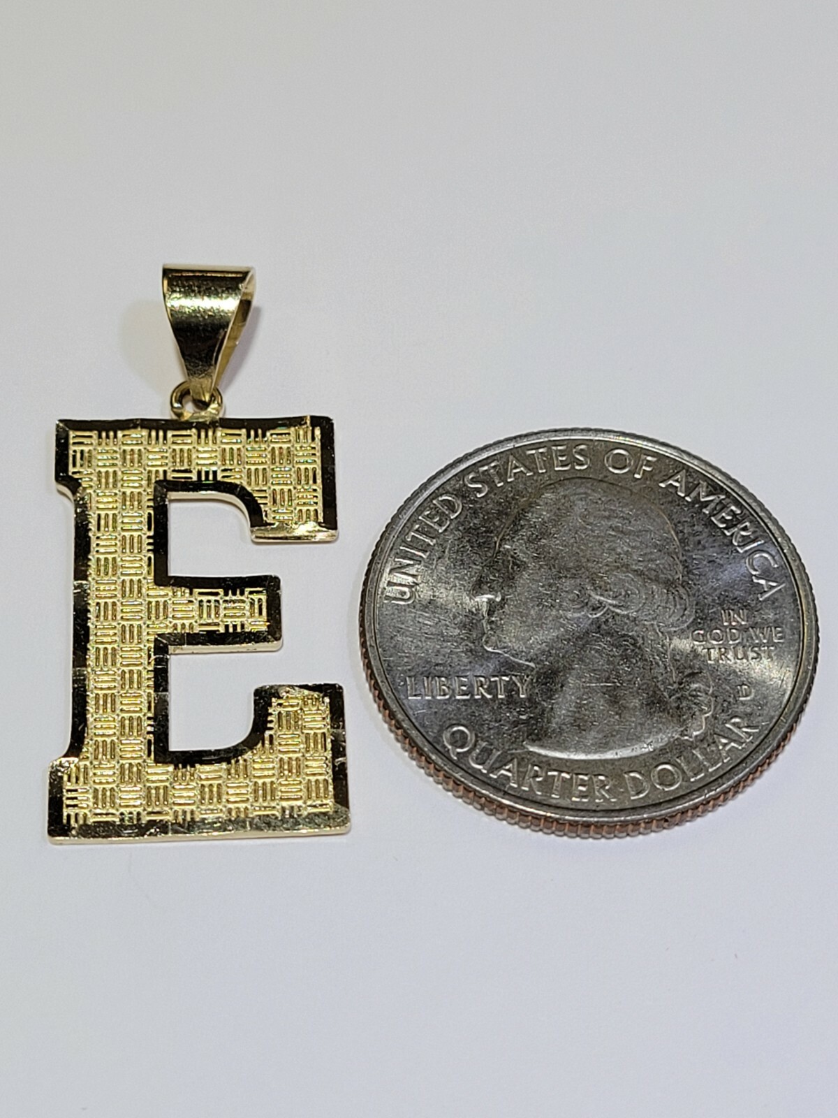 14K Gold Block Initial XL Letter E Charm Pendant | eBay