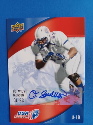 2013 UPPER DECK USA FOOTBALL OCTAVIOUS JACKSON #14 U-19 RC ROOKIE AUTO ...