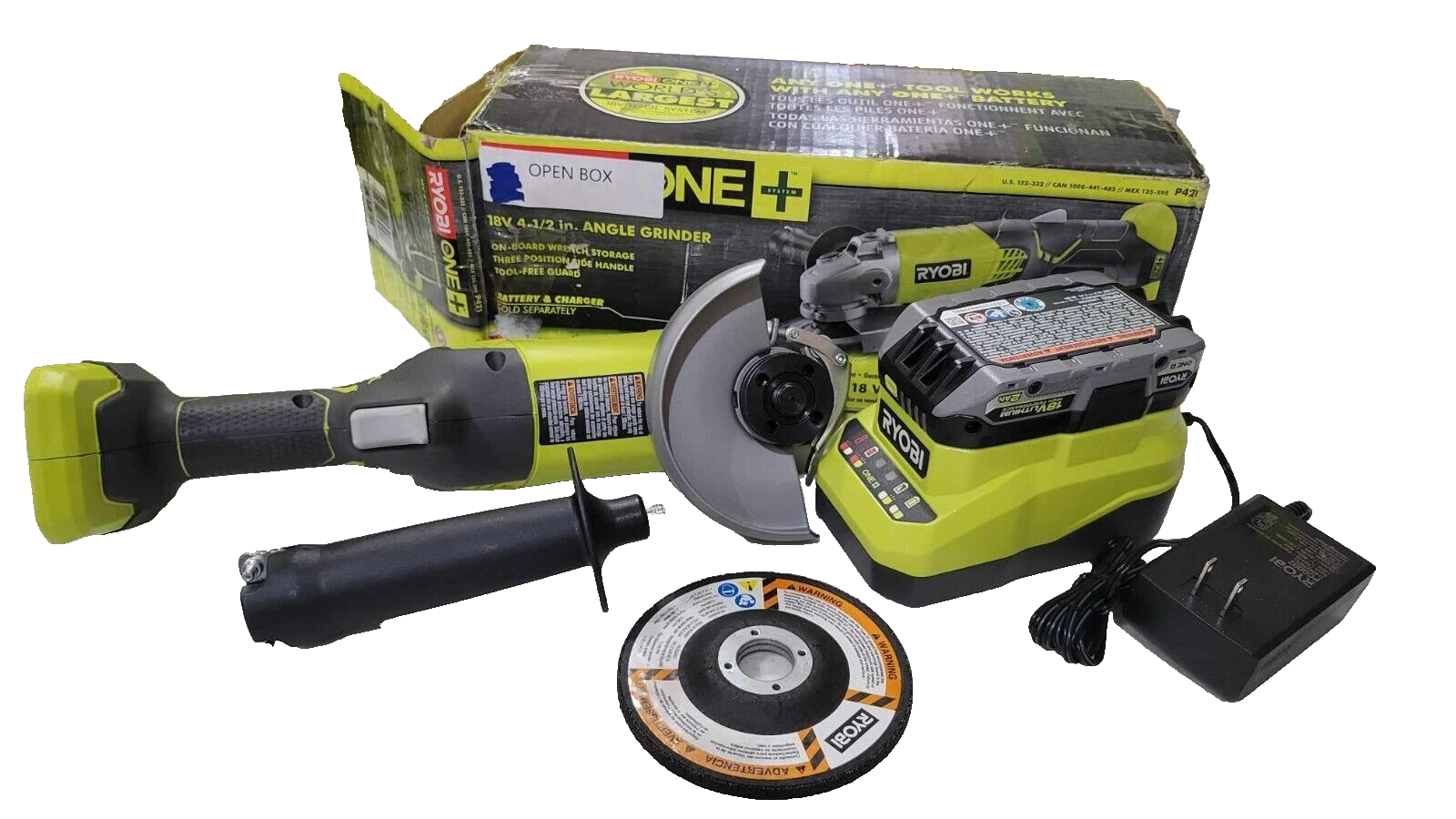 RYOBI P4221 P4221TH CORDLESS 18V DISC 4.5” GRINDER 18 Volt 4.5 inch # ...