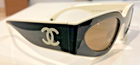 Chanel CH 6056 Black White Cat Eye Sunglasses CC Logo New Italy | eBay