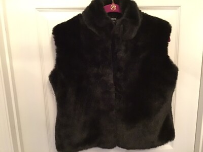 Cejon Black Faux Fur Full Zip Vest Women's Size Small | eBay
