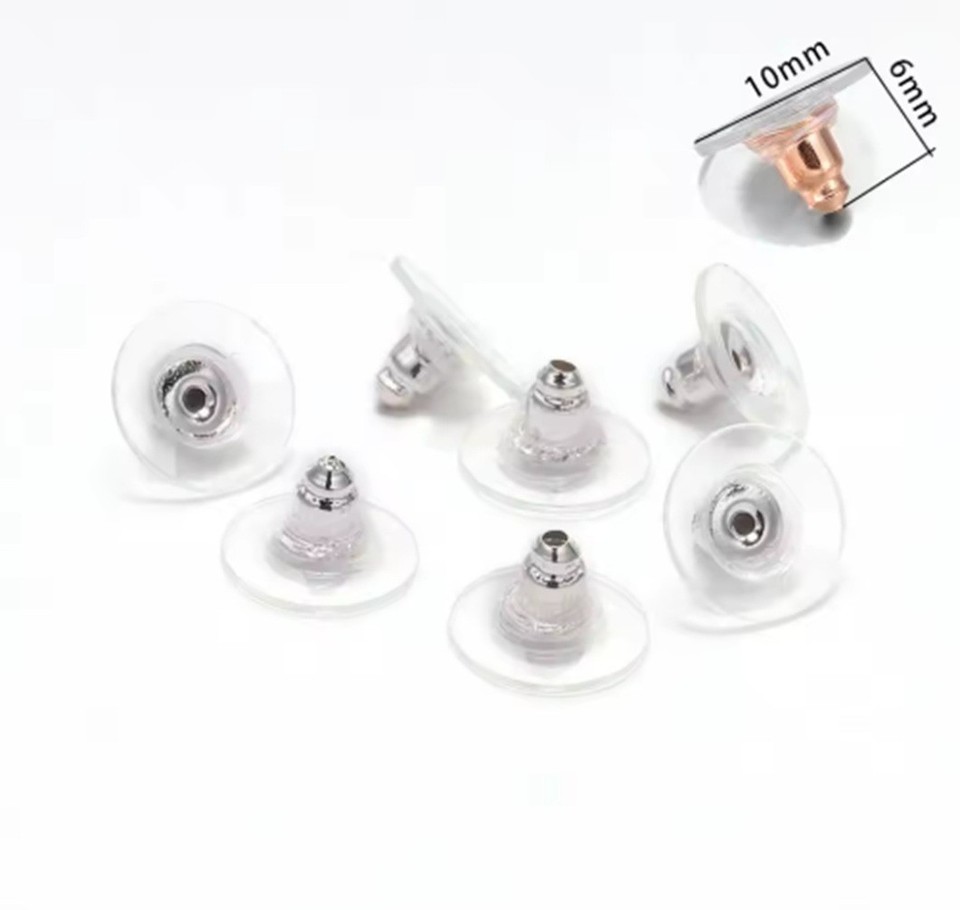 Soft Silicone Earring Backs Stoppers Clear Caps Ear Pin Fit Stud Scroll ...