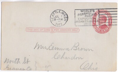 Postal Card, US Red McKinley One Cent Printed-On Postage, Postmark ...