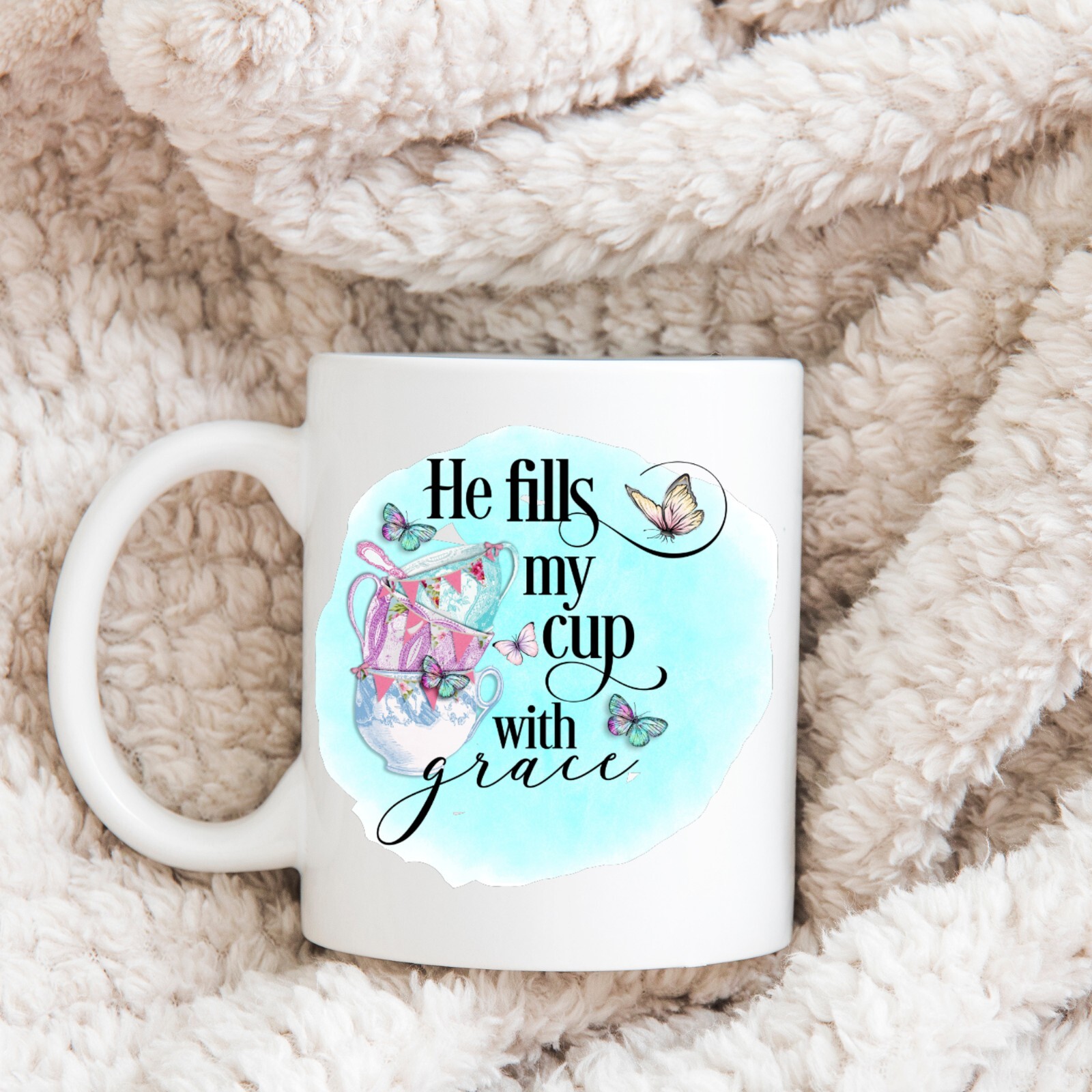 He fills my cup with grace, Christian coffee Mug, ceramic mug, new | eBay
