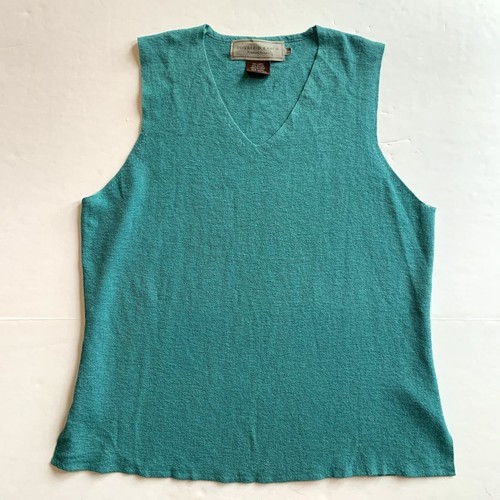 Double D Ranch Tank Top XL Linen V Neck Blue Turquoise Knit Western ...