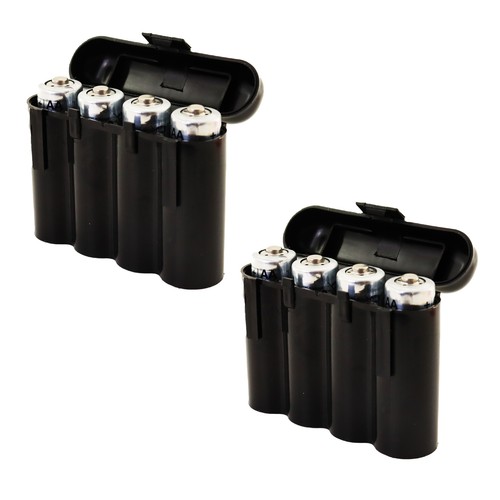 2 BLACK AA AAA BATTERY BATTERY PLASTIC STORAGE CASE HOLDER BOX USA SHIP ...