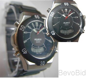 Watch- Helbros Men's Sport Anadigital Black with Blk vinyl Band | eBay