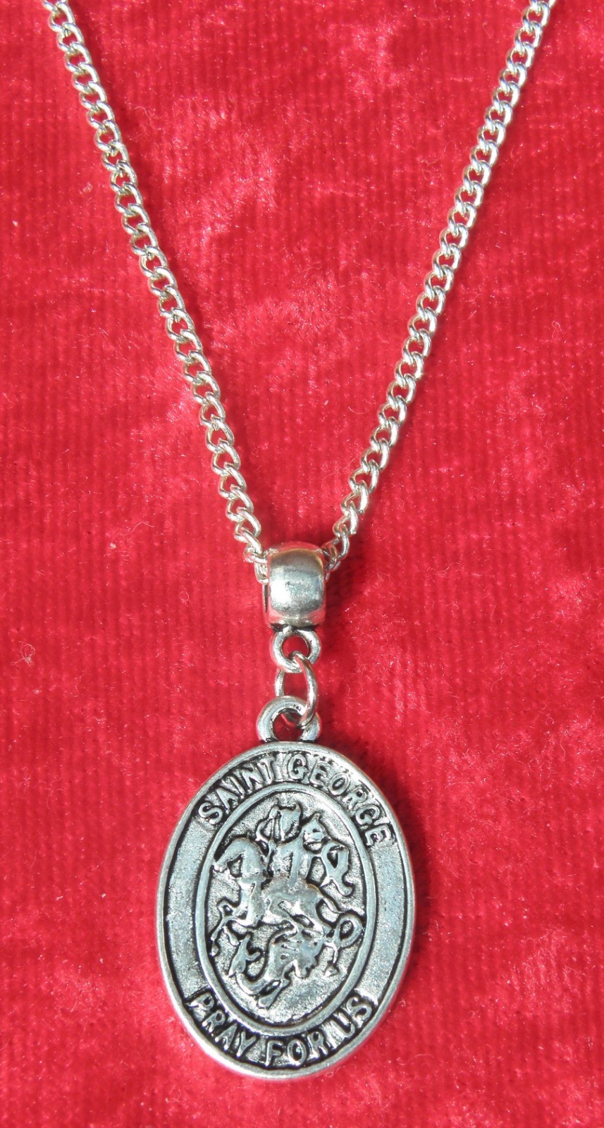 St George Pendant Necklace 18" or 24 Inch Chain Saint Charm Religious ...