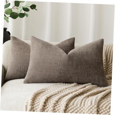 Pack of 2 Soft Textured Throw Decorative 20" x 12" (Pack of 2) Taupe ...