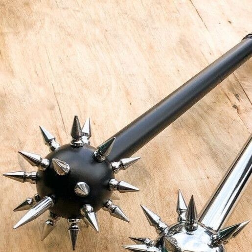 Medieval Hand Made Spiked Ball Mace Black with Silver Deadly Morning ...