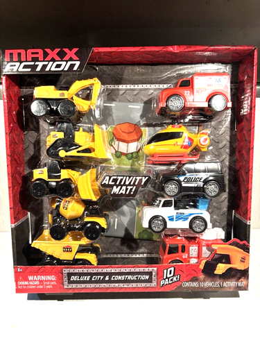 Maxx Action Play Deluxe City & Construction 10 Pack Set With Activity ...