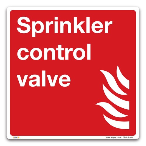 Sprinkler control valve Sign, Vinyl Sticker, Fire Action Safety Signs ...