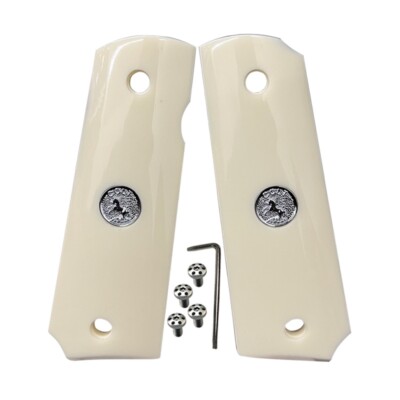 1911 Grips Full Size COLT Springfield Ivory Silver Horse Medallion W ...