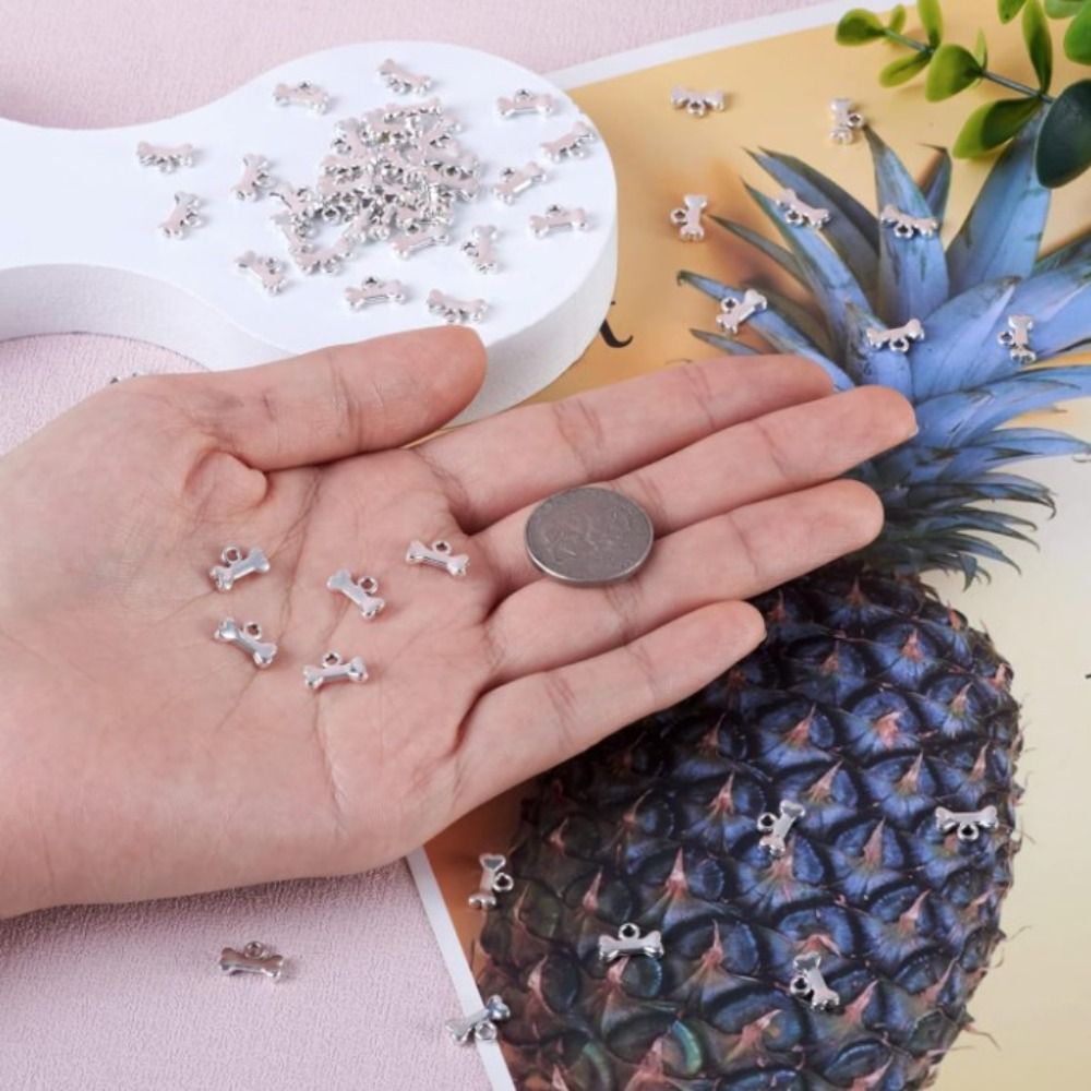 120pcs Sliver Dog Bone Shaped Charms Puppy Treat Bone Pendants for DIY ...