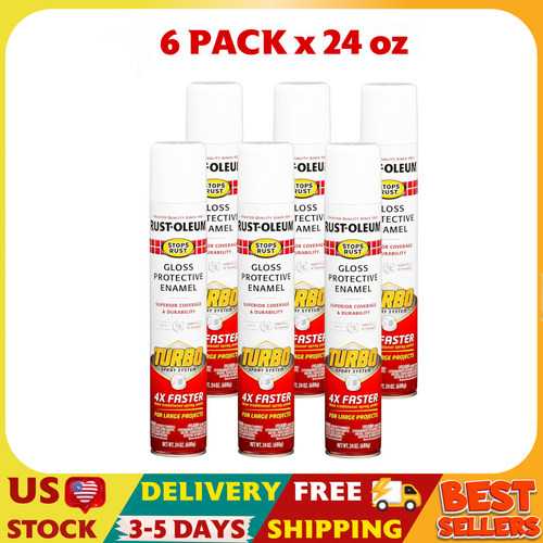 Rust-Oleum 334133-6PK Stops Rust Turbo Spray Paint, 24 oz, Gloss White ...