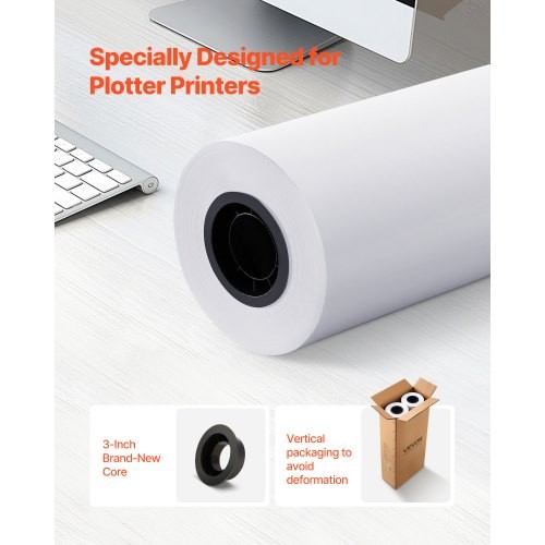 Wide Format Paper, 30 in x 500 ft Plotter Roll, 2 Rolls CAD Bond Rolls ...