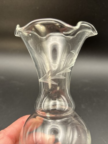 Vintage Princess House Crystal Vase Etched Glass Copper Bottom Bud Vase ...