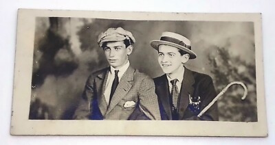 Handsome Affectionate Young Dapper Men Couple Hats Cane Gay Int Antique ...